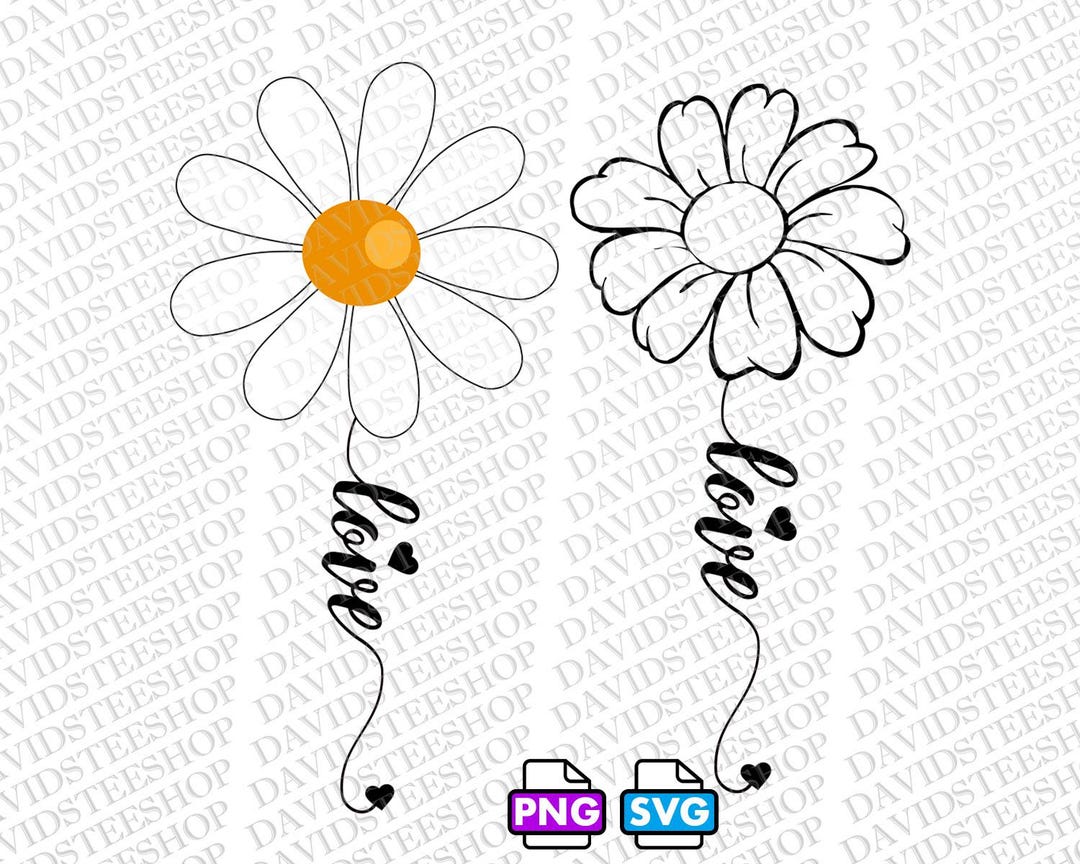 Love Daisy SVG, Spring Flower Clipart (digital Download) - Etsy