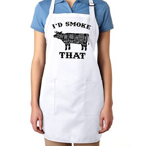 I'd Smoke That Beef Apron, Grill Dad Apron Fathers Day Gift Custom ...