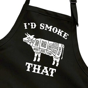 I'd Smoke That Beef Apron, Grill Dad Apron Fathers Day Gift Custom ...