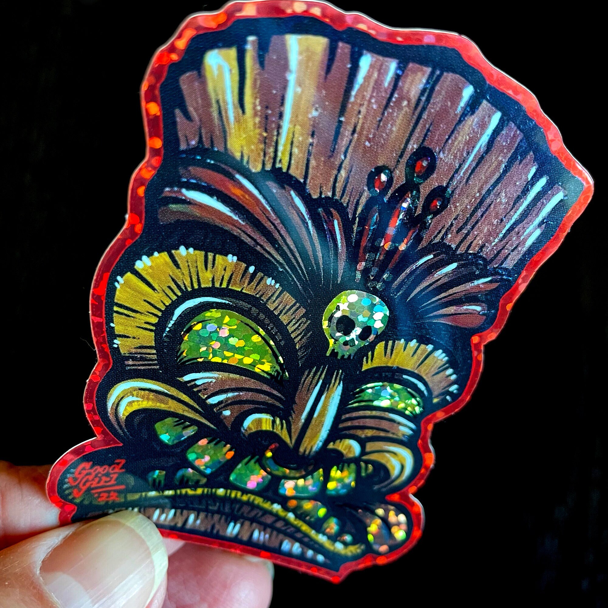 Glitter Tiki Head 3 Sticker - Etsy