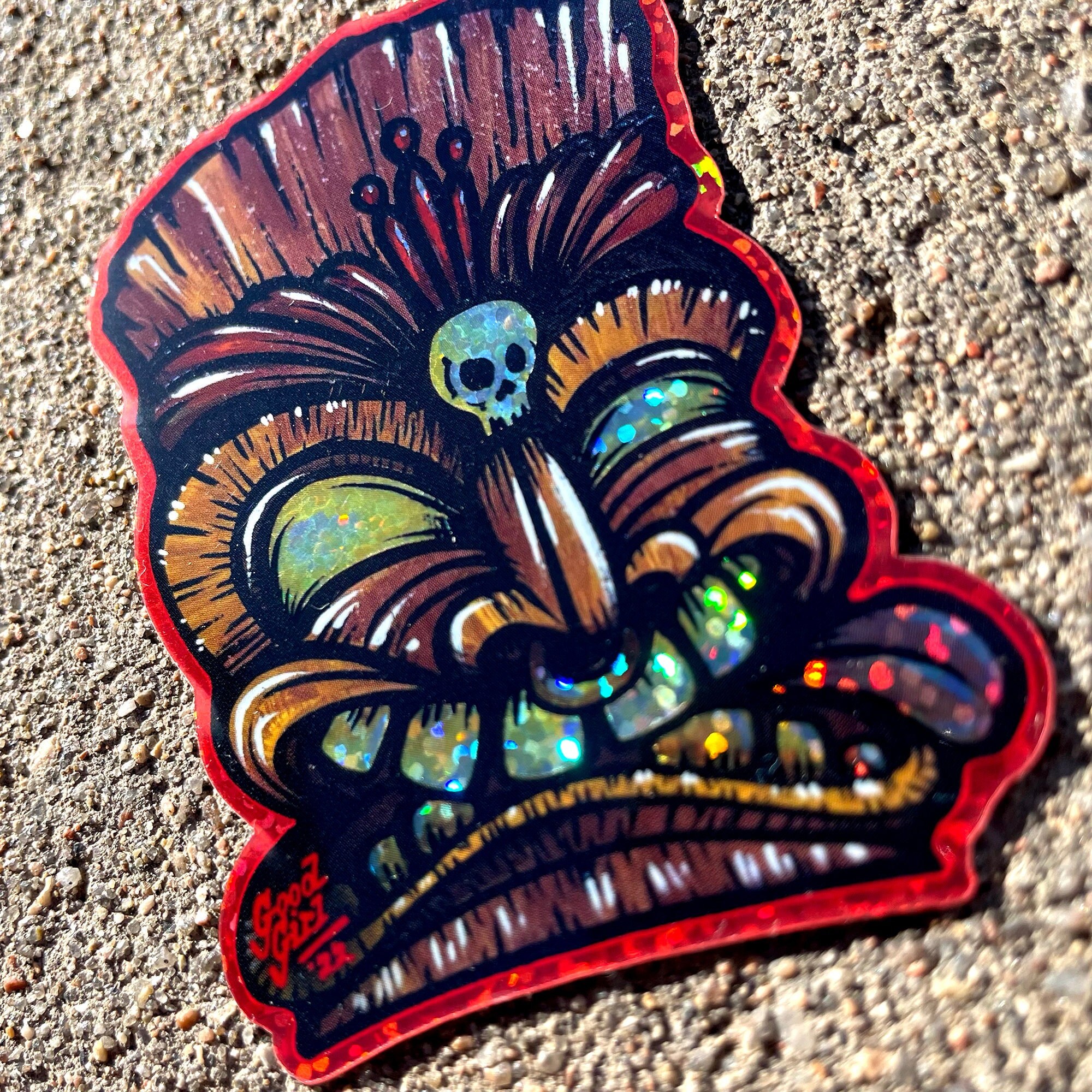 Glitter Tiki Head 3 Sticker - Etsy