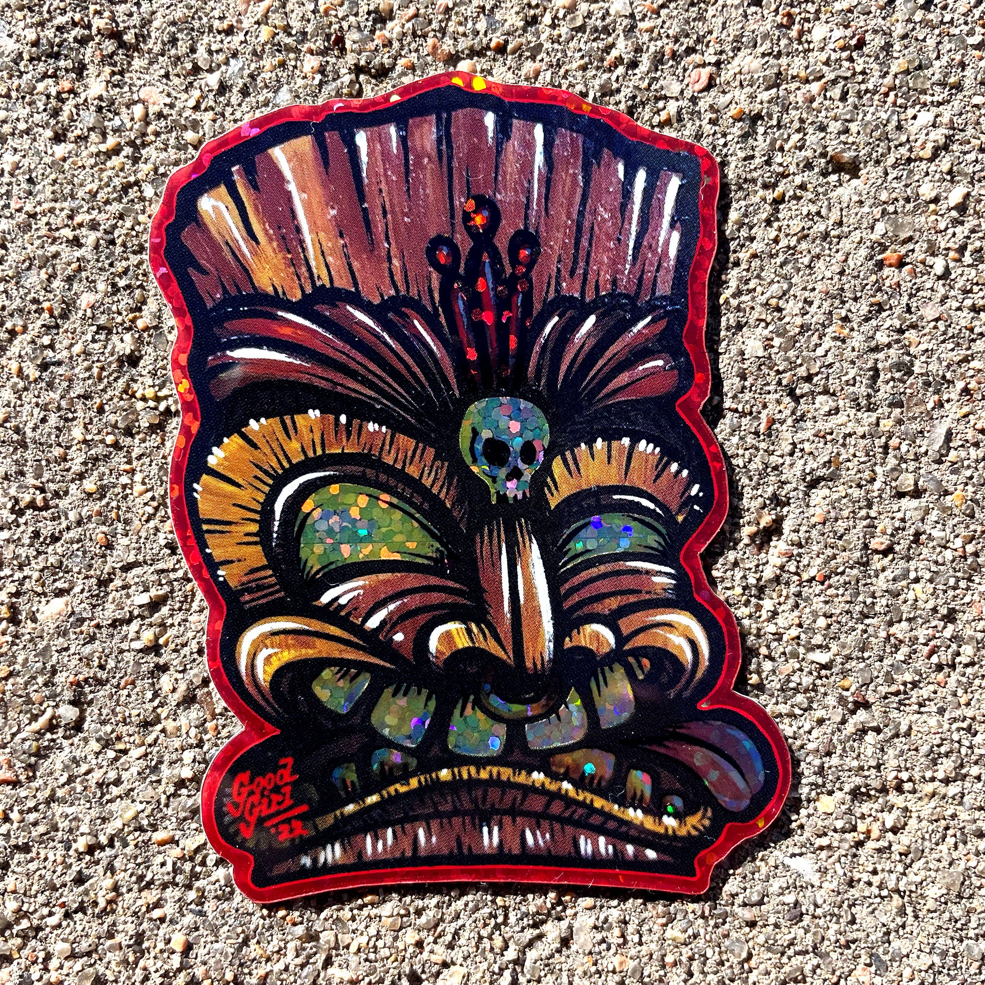 Glitter Tiki Head 3 Sticker - Etsy