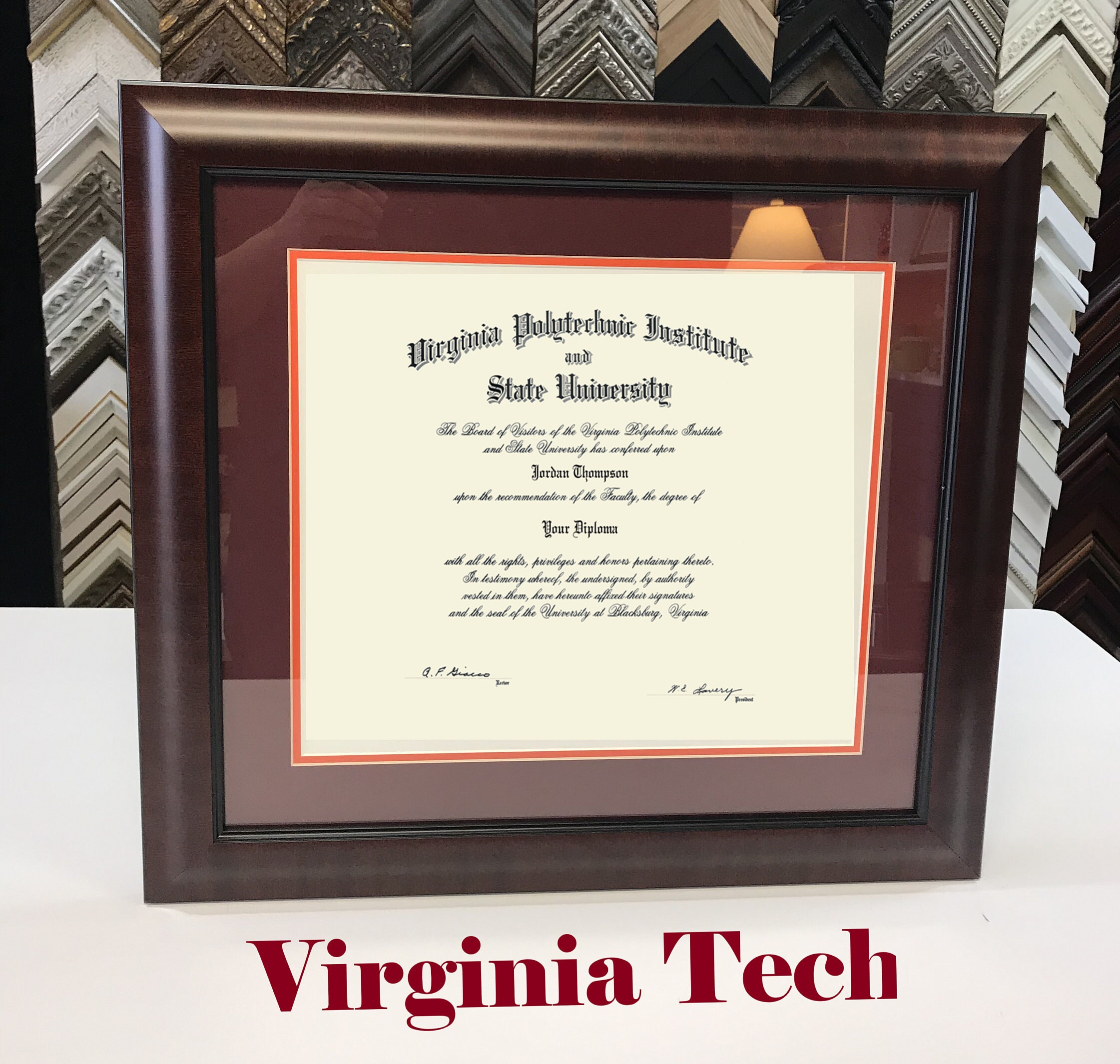 Virginia Tech Diploma Certificate Wooden Frame - Etsy