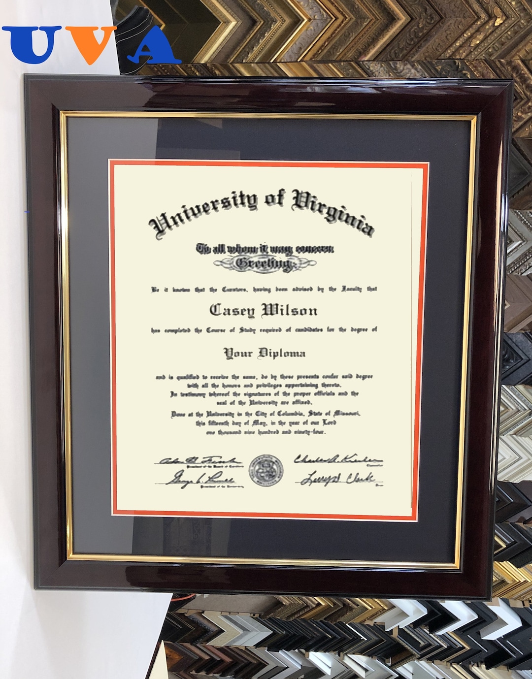 Customized University of Virginia UVA Diploma Certificate Wooden Frame ...