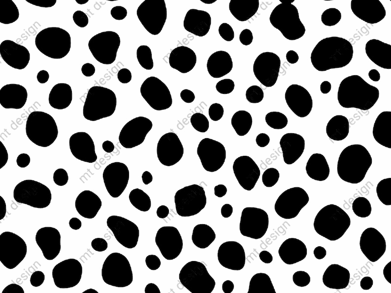 Dalmatian Print Seamless Pattern, Dalmatian Spots, Black Dots, Editable ...