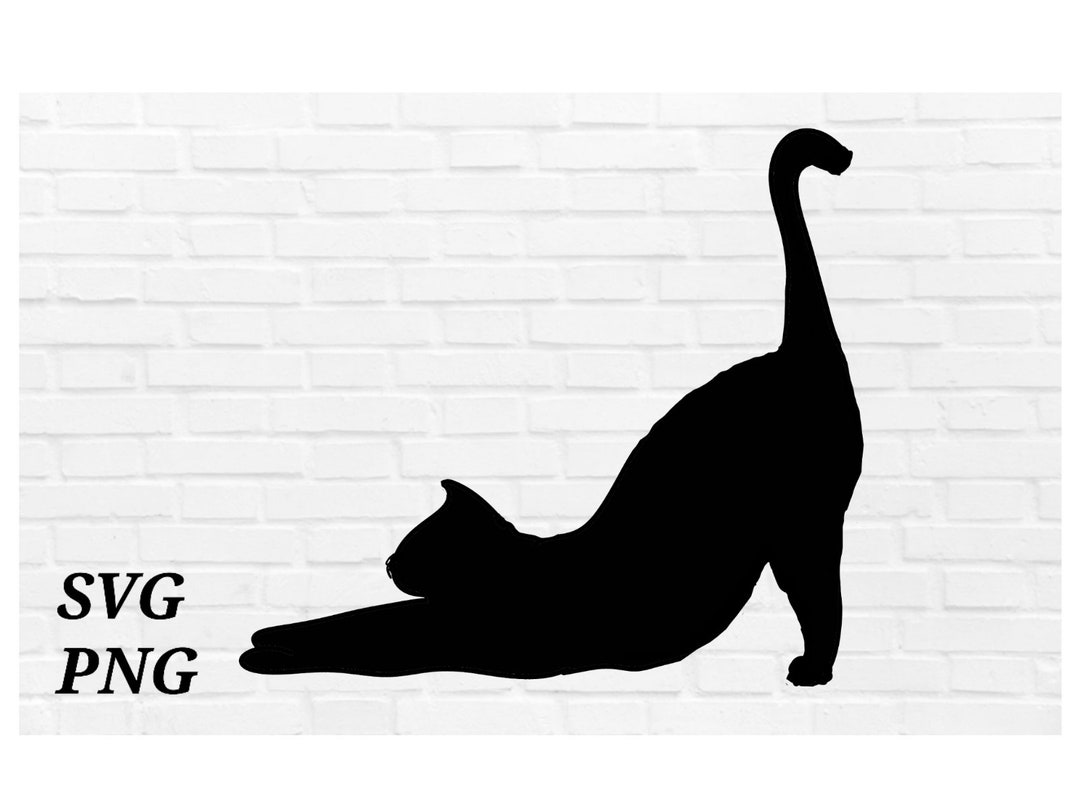 Stretching Cat Svg, Cat Silhouette : Printable SVG and PNG Files for ...