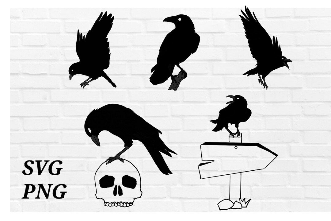 Crow SVG Bundle, Crow Clipart Bundle, Crow PNG Bundle, Raven Svg, Raven ...