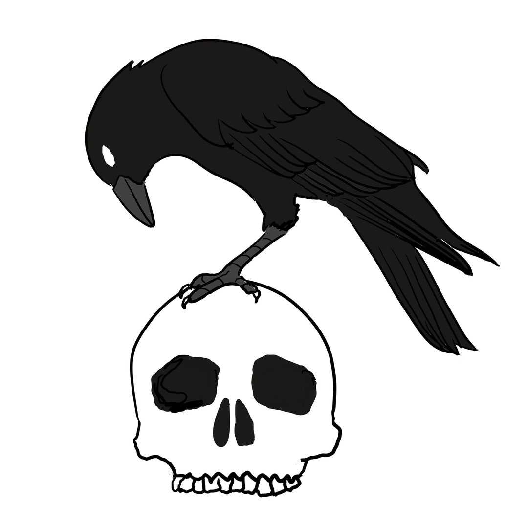 Logo Design Featuring Crow and Skull Perfect for T-shirts, Business ...