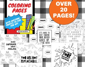 25 Empowering Coloring Pages Printable Positive Messages for | Etsy
