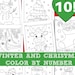 10 Winter & Christmas Color by Number Printables: Teach Numbers and ...