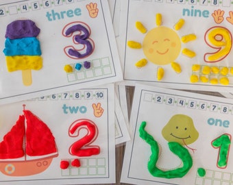 10 Play-dough Mats for Numbers 1-10: Learn Numbers and Practice Fine ...