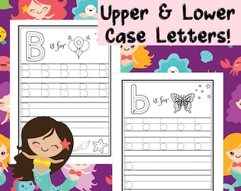 Mermaid Letter Tracing Book: 52 Printable Pages of Alphabet | Etsy