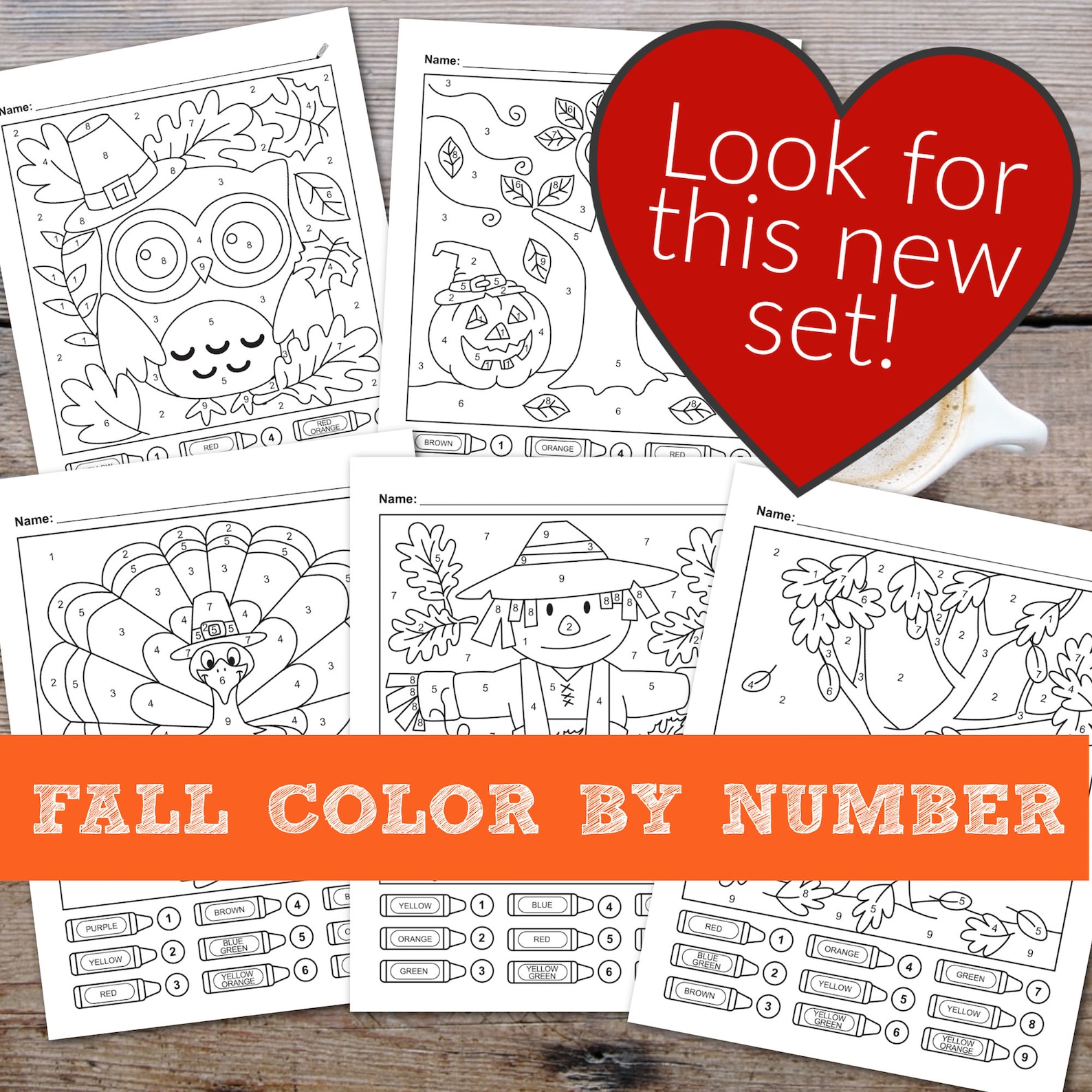 10 Halloween Color by Number Printables: Teach Numbers & - Etsy