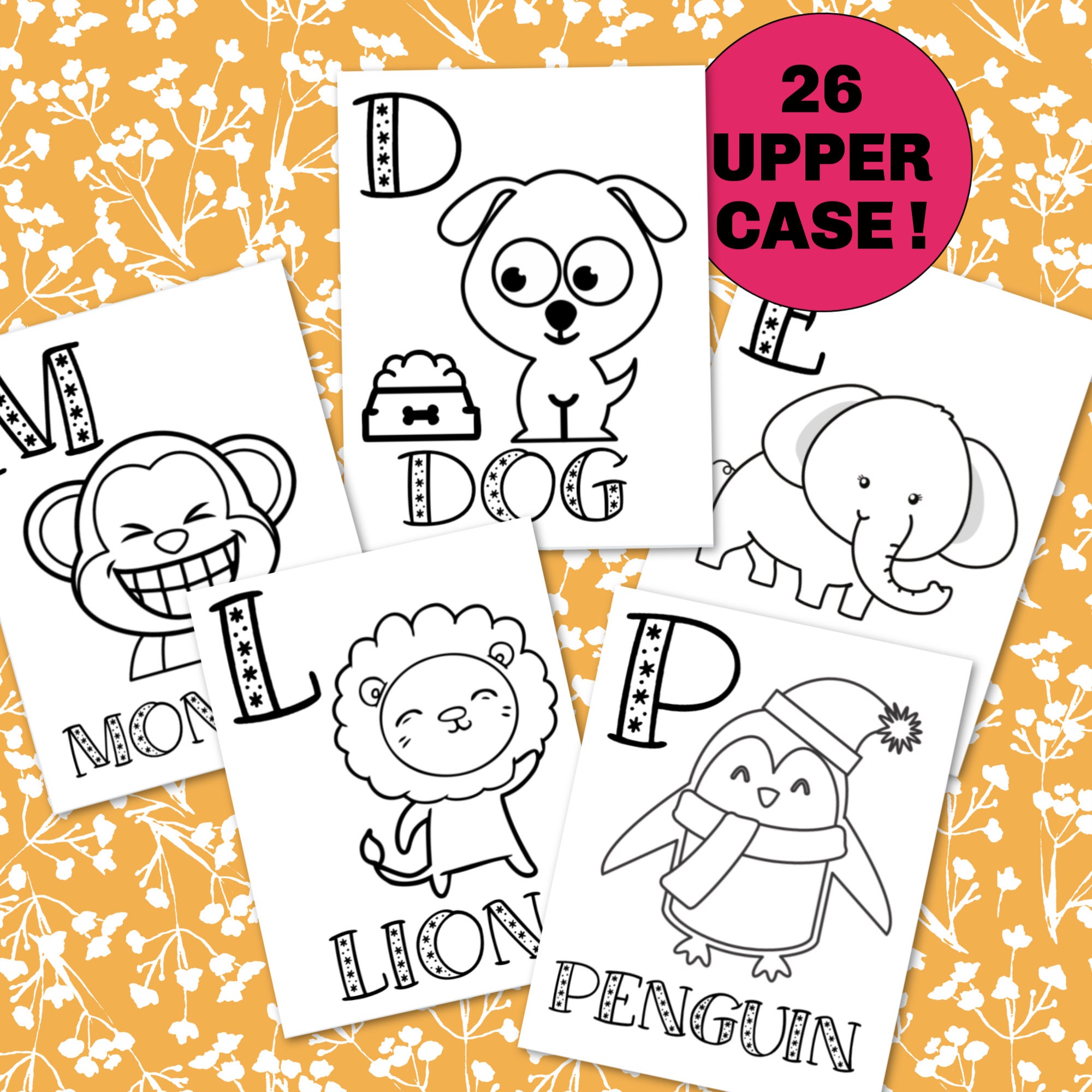 My First Alphabet Coloring Book: 26 Printable Pages of Upper - Etsy