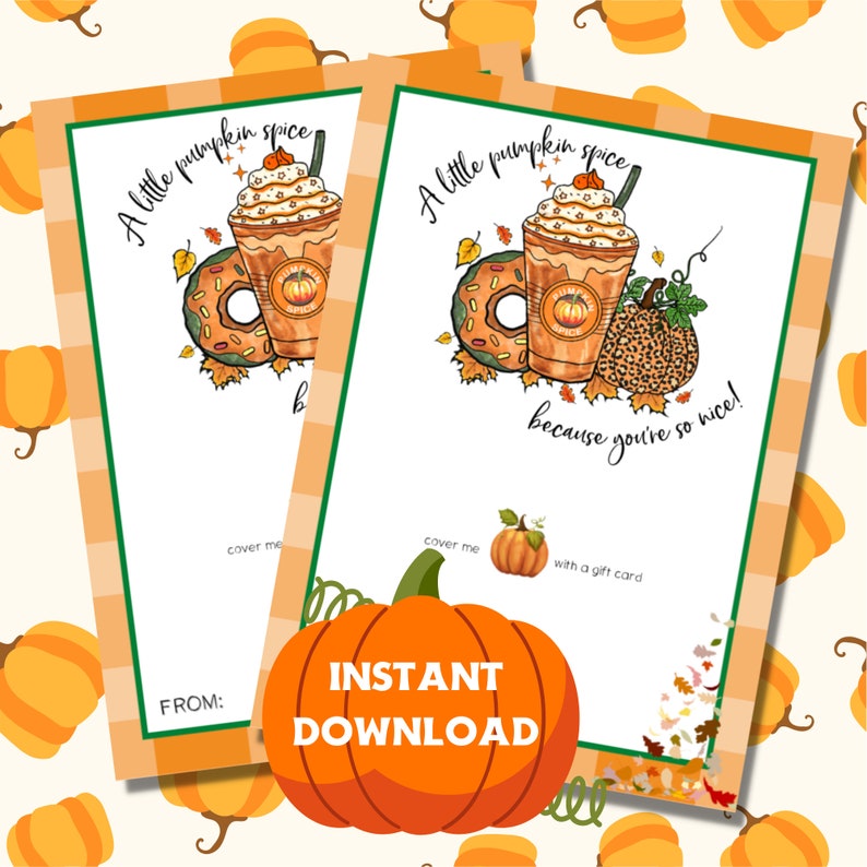 Pumpkin Spice Coffee Gift Card Printable - Etsy