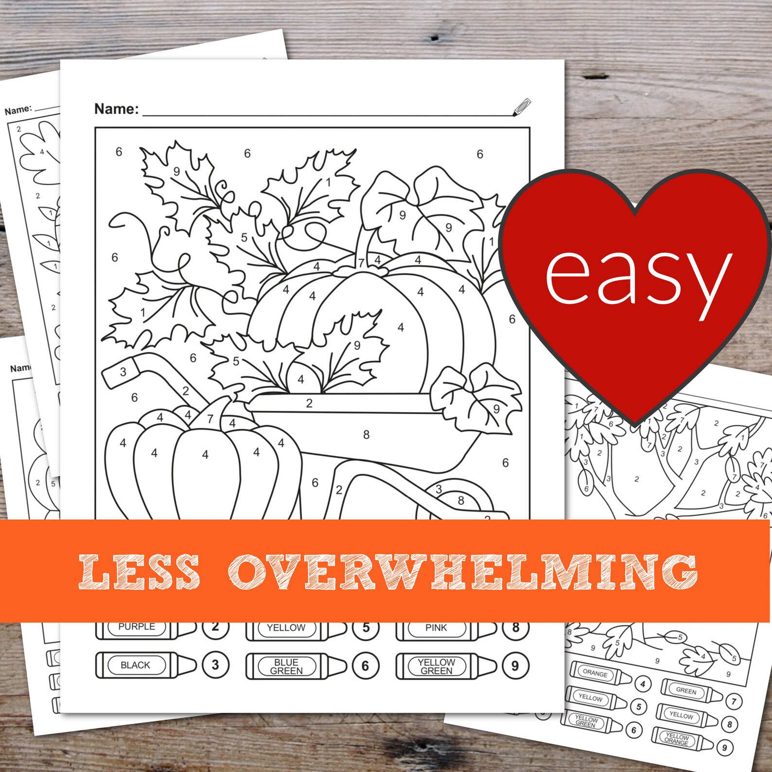 10 Fall Themed Color by Number Printable Coloring Pages for - Etsy Canada