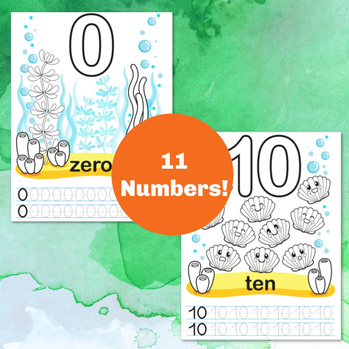 Numbers 0-10 Writing Practice Printables and Coloring Pages: - Etsy