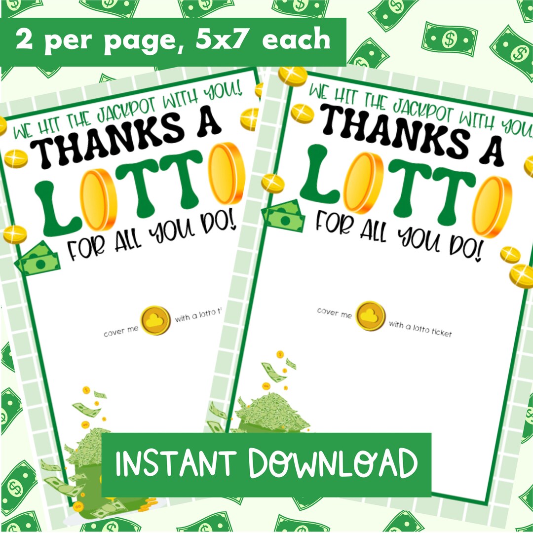 Thanks a Lotto for All You Do - Scratcher Gift Card Printable - Etsy