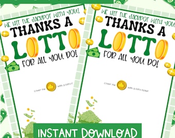 Christmas Lottery Gift Card Holder Printable Thanks a Lotto - Etsy