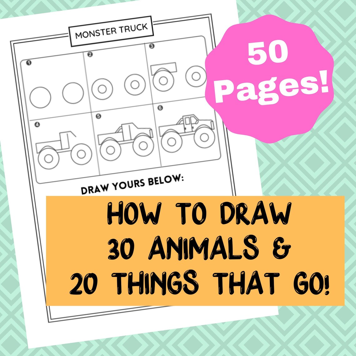 50 Learn to Draw Worksheets for Kids: Directed Drawing How to - Etsy