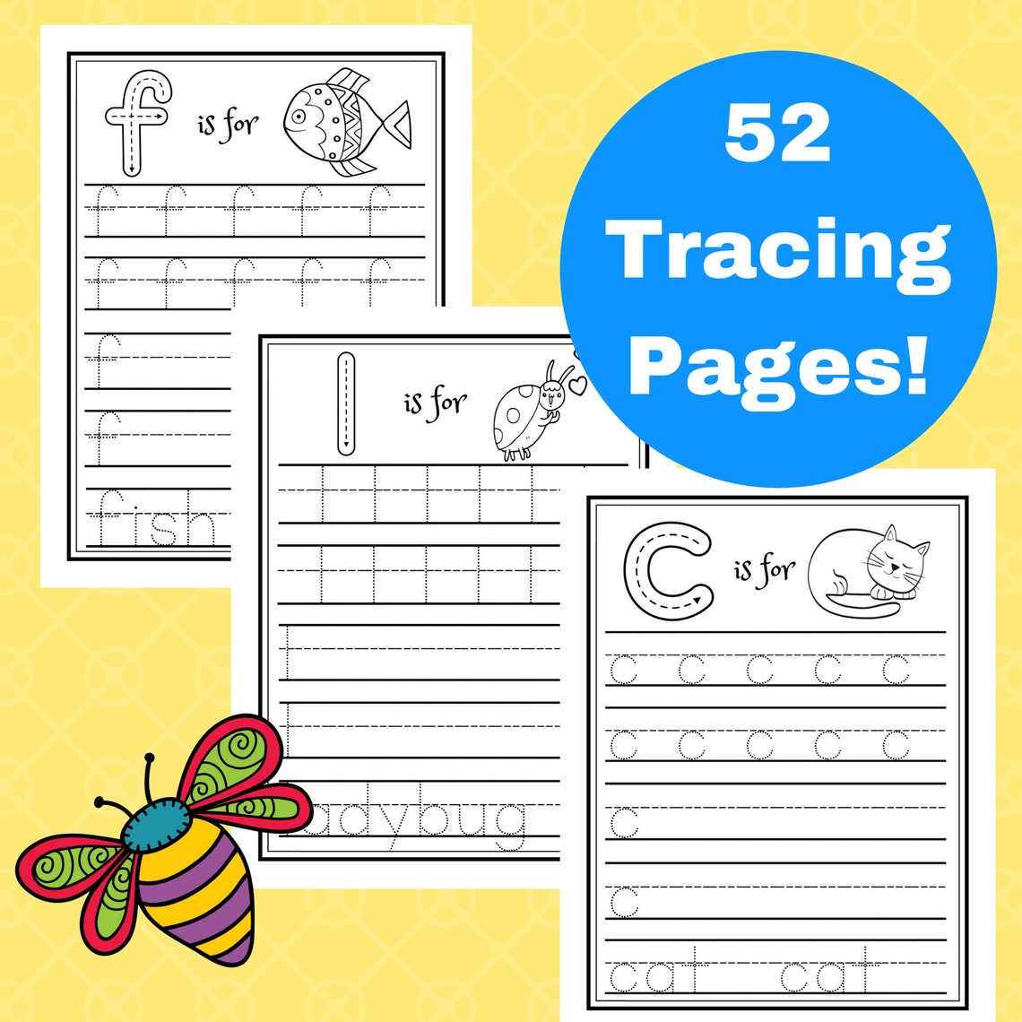 Animal Letter Tracing & Coloring Book: 78 Pages of Alphabet - Etsy
