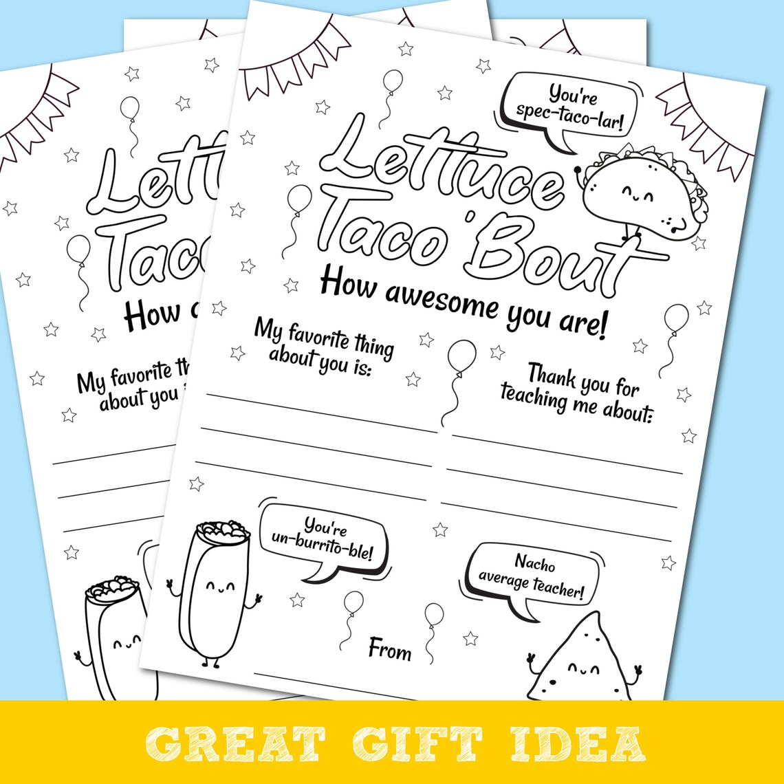 Printable Taco Teacher Appreciation Letter: Let's Taco Bout How Awesome ...