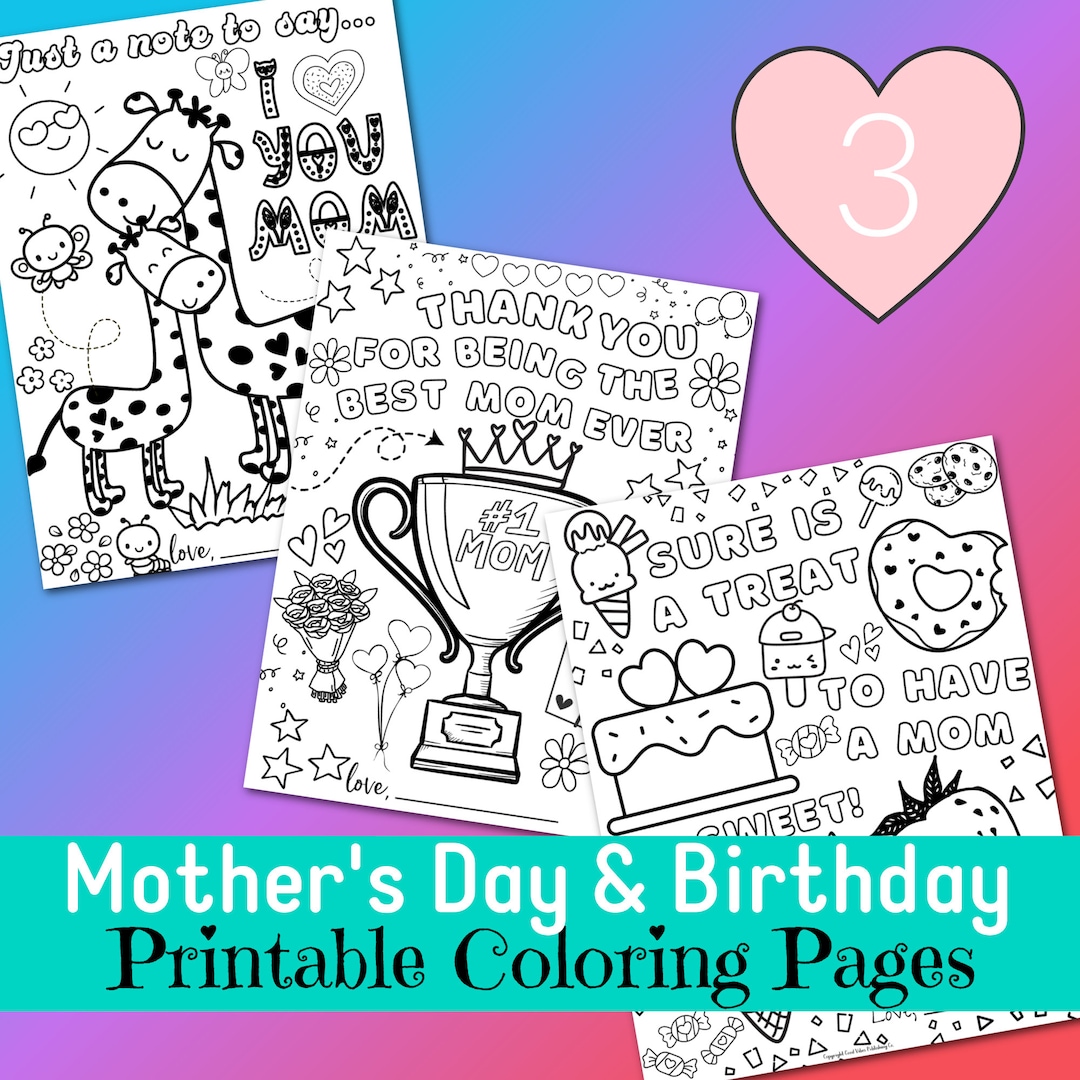 3 Mother's Day & Mom Appreciation Coloring Pages for Kids - Etsy