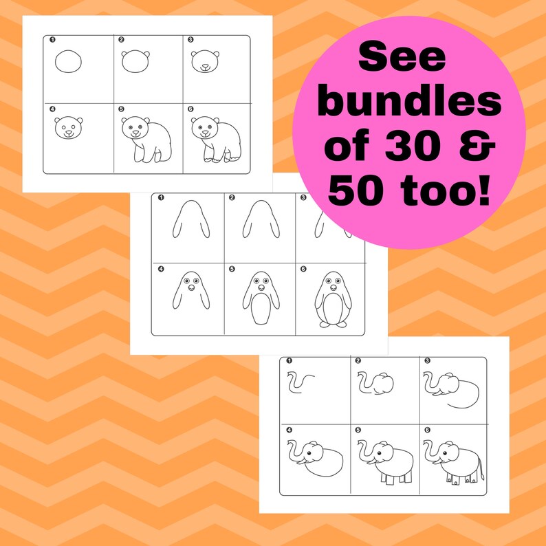 15 Step-by-step Animals for Kids: Directed Drawing Printables, How to ...