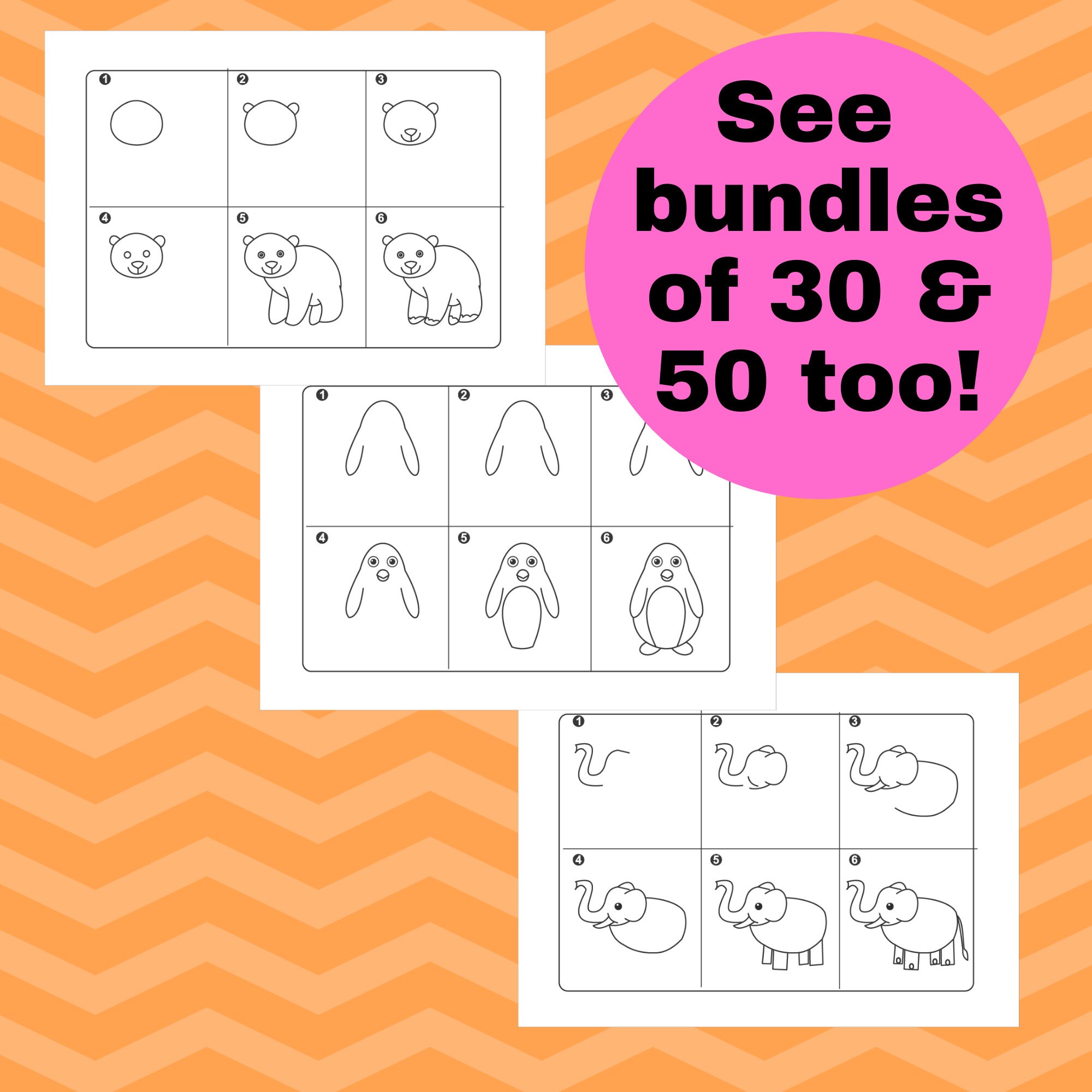 15 Step-by-step Animals for Kids: Directed Drawing Printables, How to ...