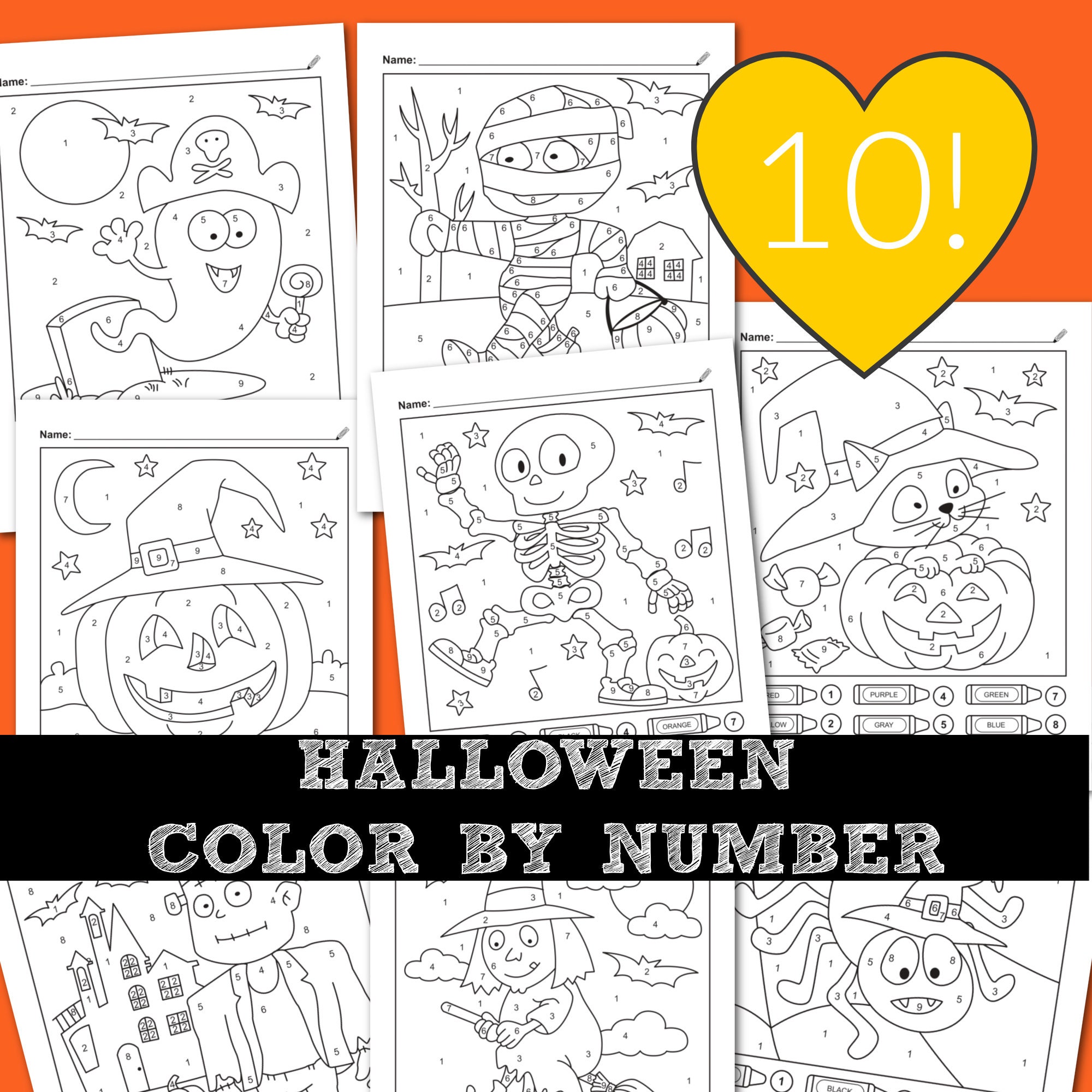 10 Autumn Color by Number Printable Coloring Pages for Kids! - Etsy Canada