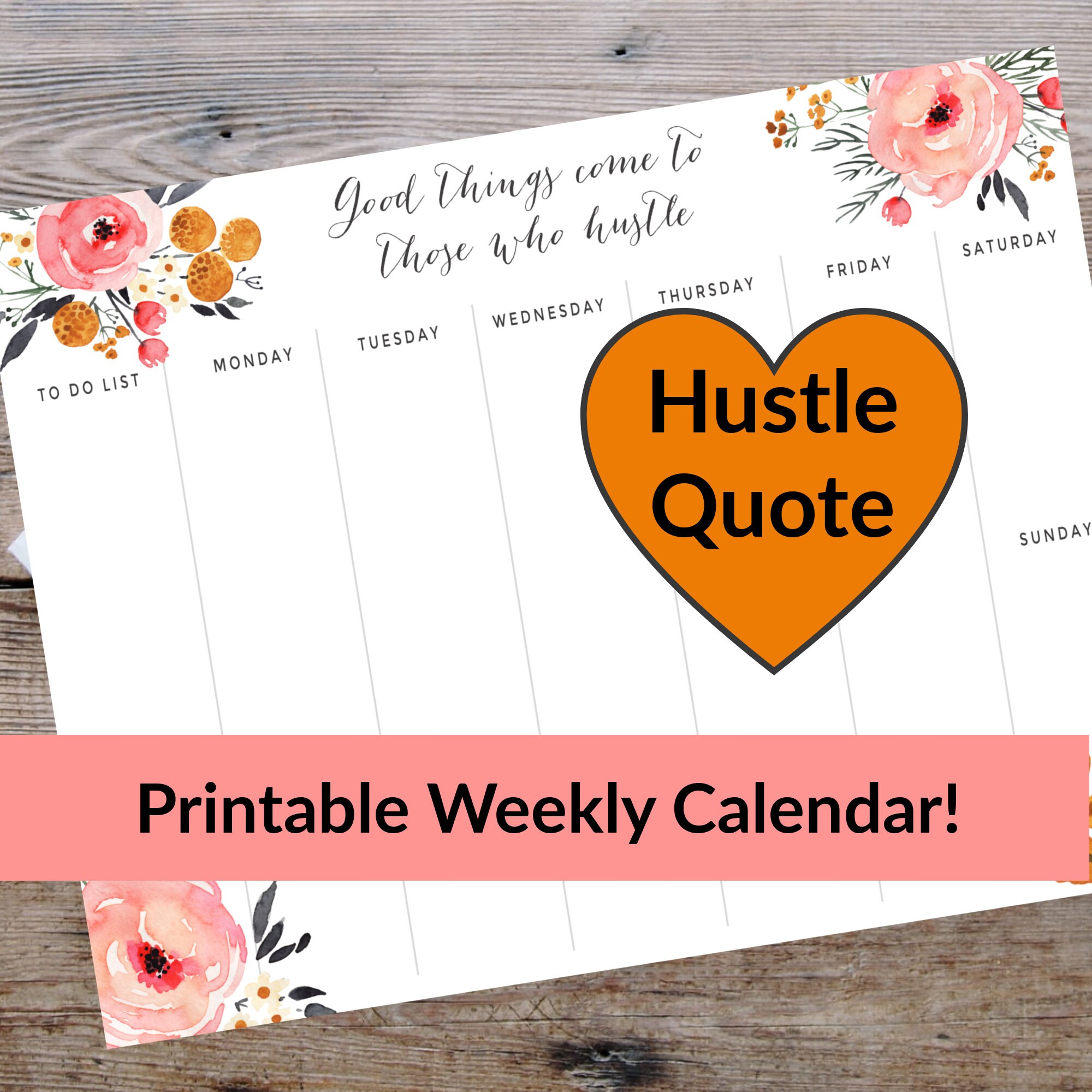 Printable Weekly Planner With Motivating Quote and Floral - Etsy
