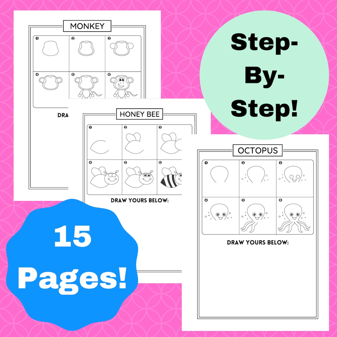 15 Step-by-step Animals for Kids: Directed Drawing Printables, How to ...