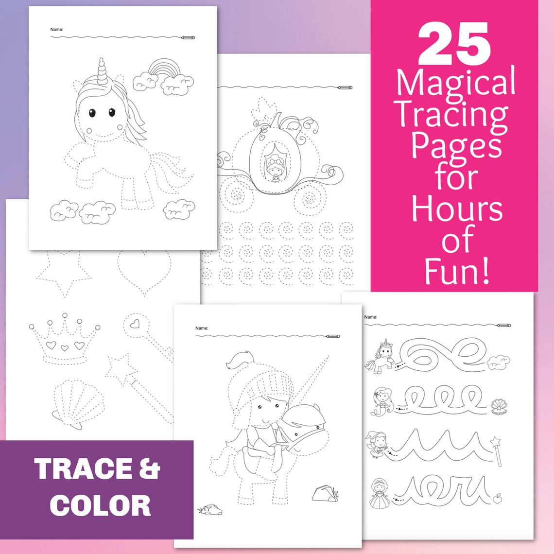 Magical Tracing Practice: 25 Printable Pages of Tracing - Etsy
