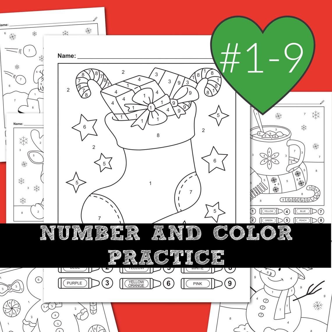 10 Winter & Christmas Color by Number Printables: Teach Numbers and ...