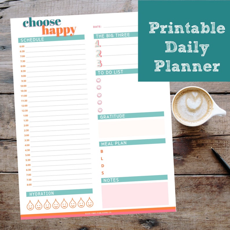 Happy Planner Printable Daily Planner With Priorities, Gratitude ...