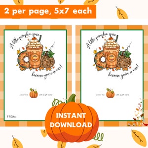 Pumpkin Spice Coffee Gift Card Printable - Etsy