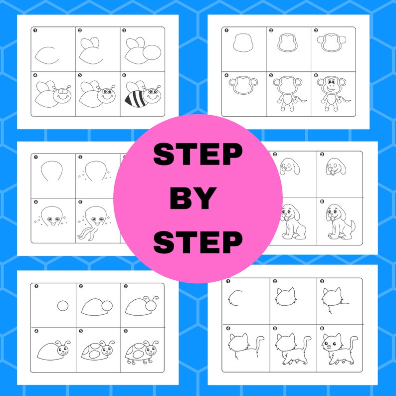 30 Step-by-step Animals for Kids: Directed Drawing How to - Etsy