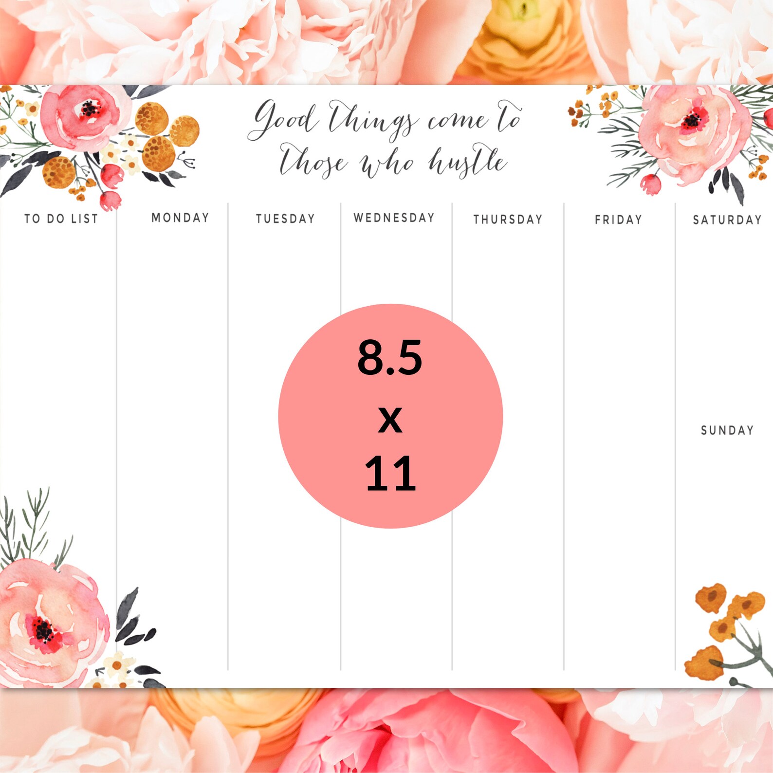 Printable Weekly Planner With Motivating Quote and Floral | Etsy