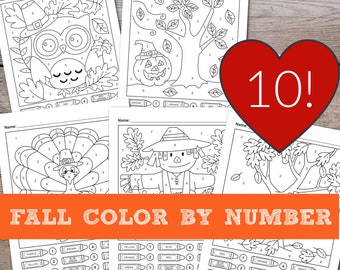 Fall Color by Number, Color by Number Activities for Kids, Fine Motor ...