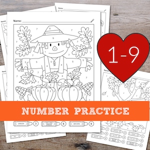 10 Fall Themed Color by Number Printable Coloring Pages for Kids! - Etsy