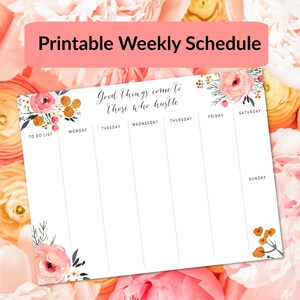 Printable Weekly Planner With Motivating Quote and Floral Design - Etsy