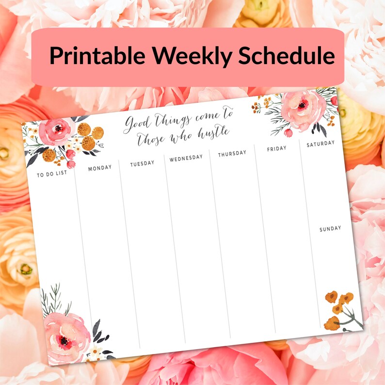 Printable Weekly Planner With Motivating Quote and Floral - Etsy