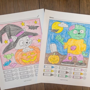10 Halloween Color by Number Printables: Teach Numbers & Colors ...