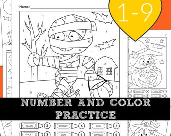 10 Halloween Color by Number Printables: Teach Numbers & Colors ...
