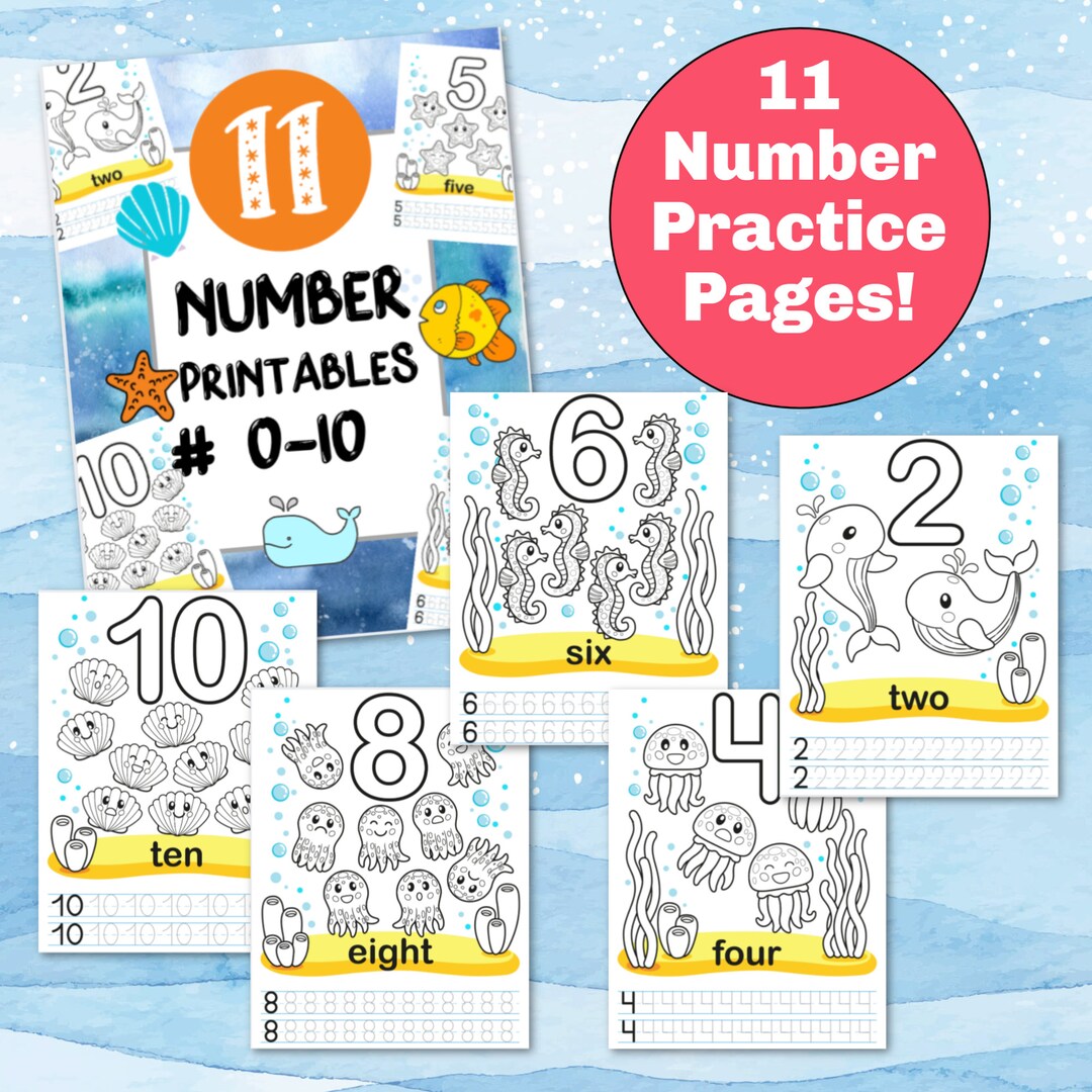 Numbers 0-10 Writing Practice Printables and Coloring Pages: Coloring ...