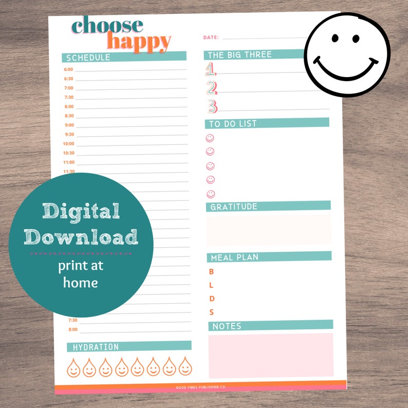 Happy Planner Printable Daily Planner With Priorities | Etsy