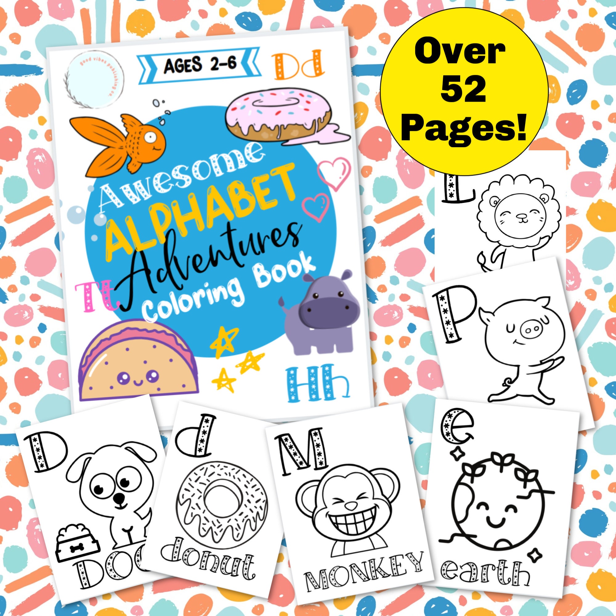 Awesome Alphabet Adventures Coloring Book: 52 Printable Pages - Etsy