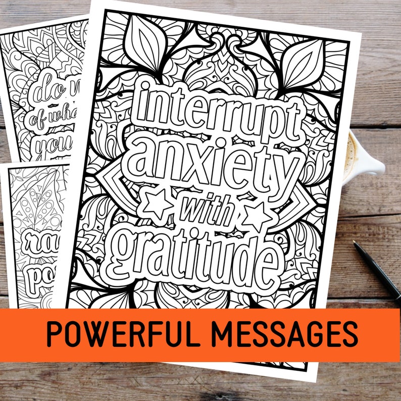 10 Gratitude & Positive Quotes Coloring Pages - Etsy