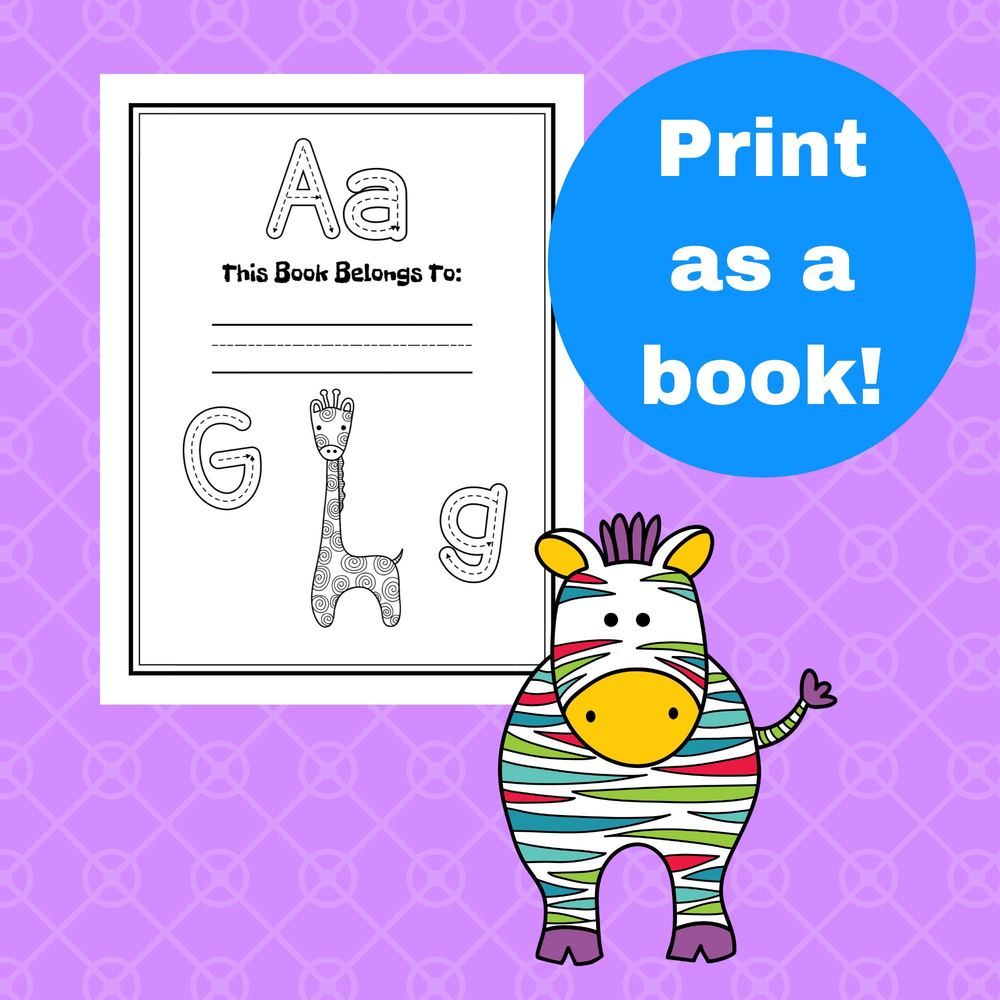 Animal Letter Tracing & Coloring Book: 26 Printable Pages of Alphabet ...