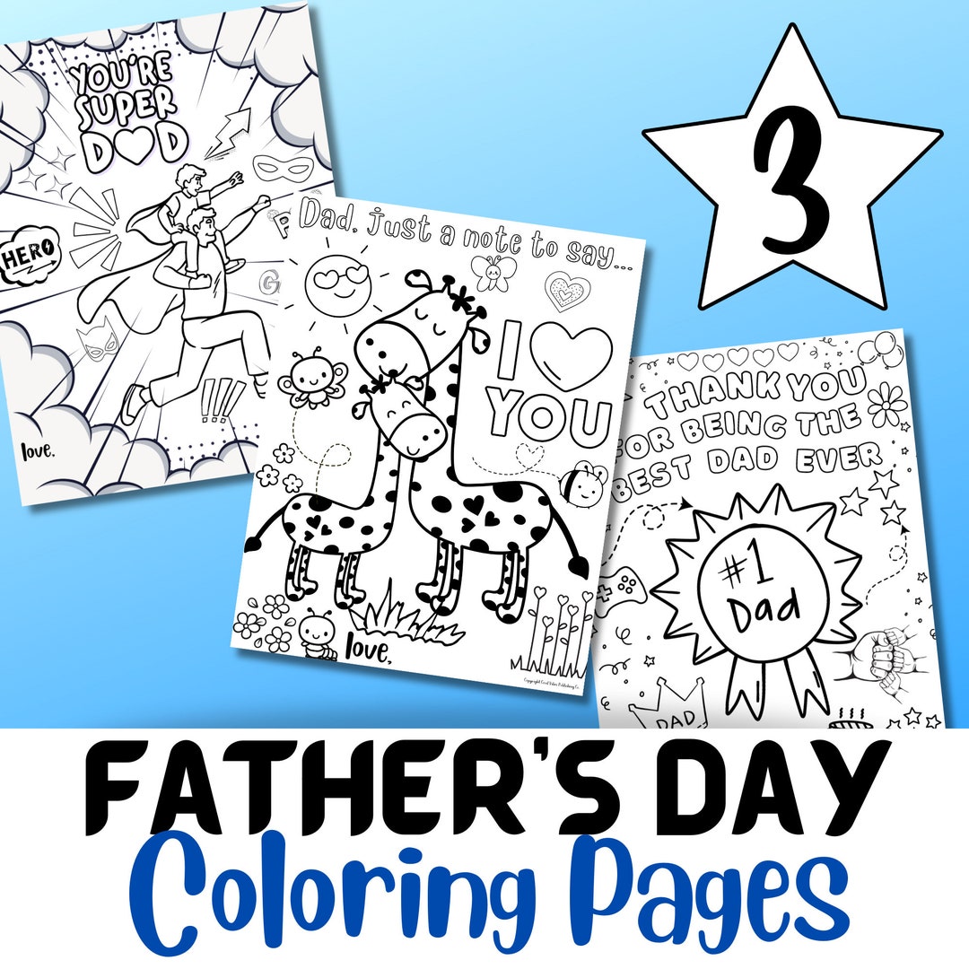 3 Father's Day Coloring Pages for Kids - Etsy